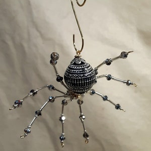Christmas Silver and Black Beaded Spider - Etsy