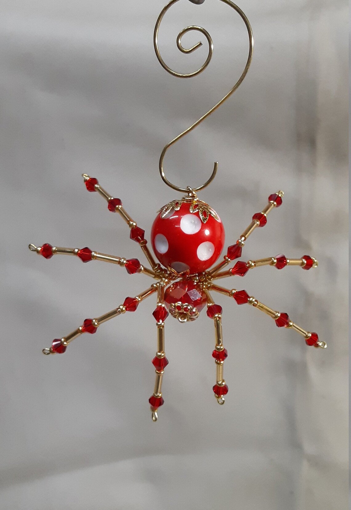 Steampunk Crystalline Beaded Red/white Dimpled Spider - Etsy