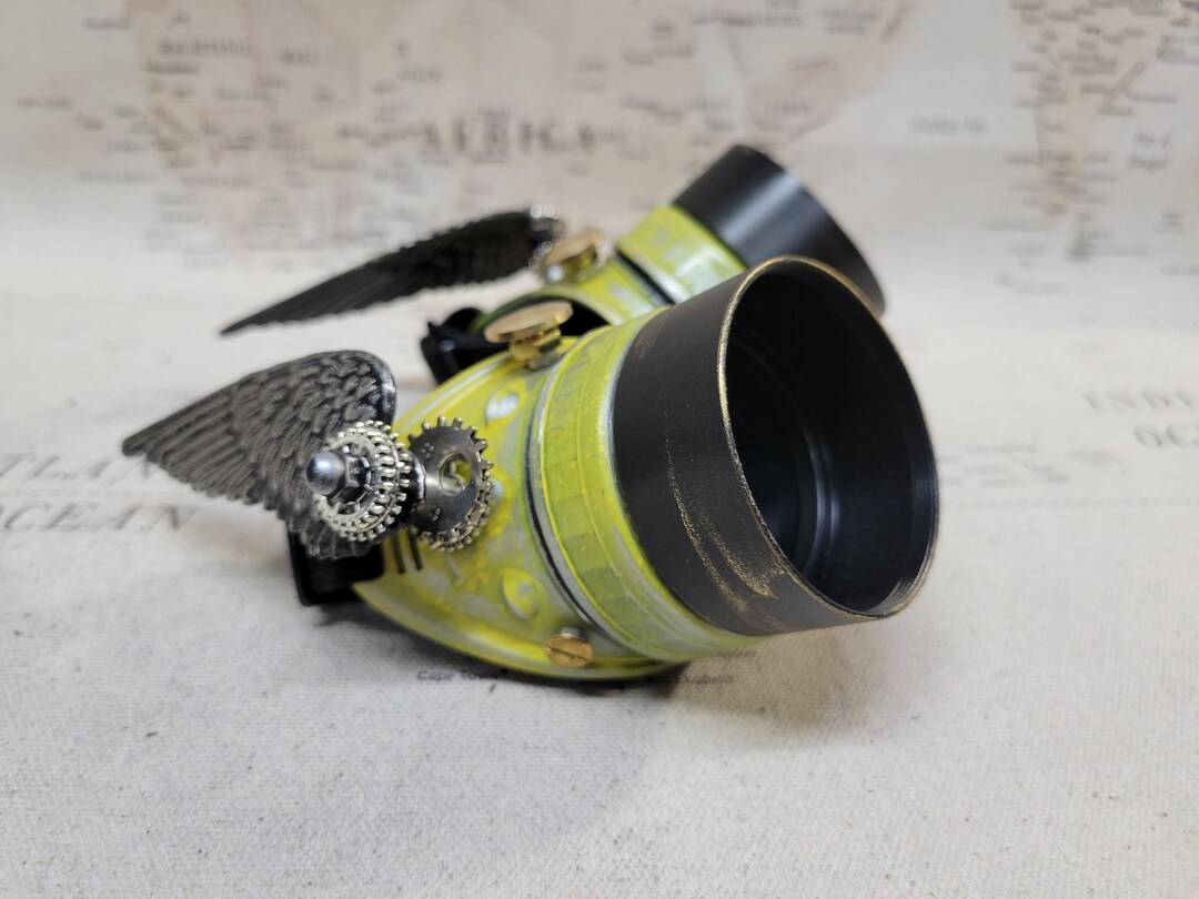 Steampunk Winged Yellow/gold Valkyrie Goggles With Aluminum Extension ...