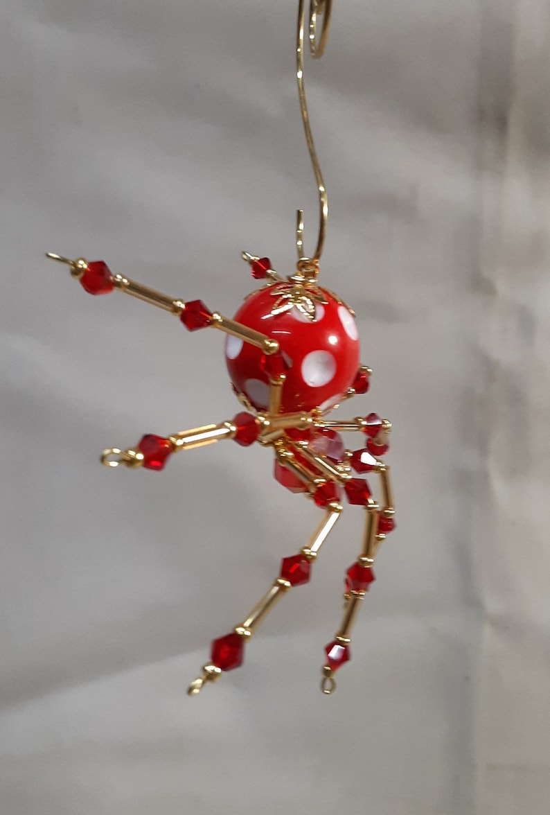 Steampunk Crystalline Beaded Red/white Dimpled Spider - Etsy