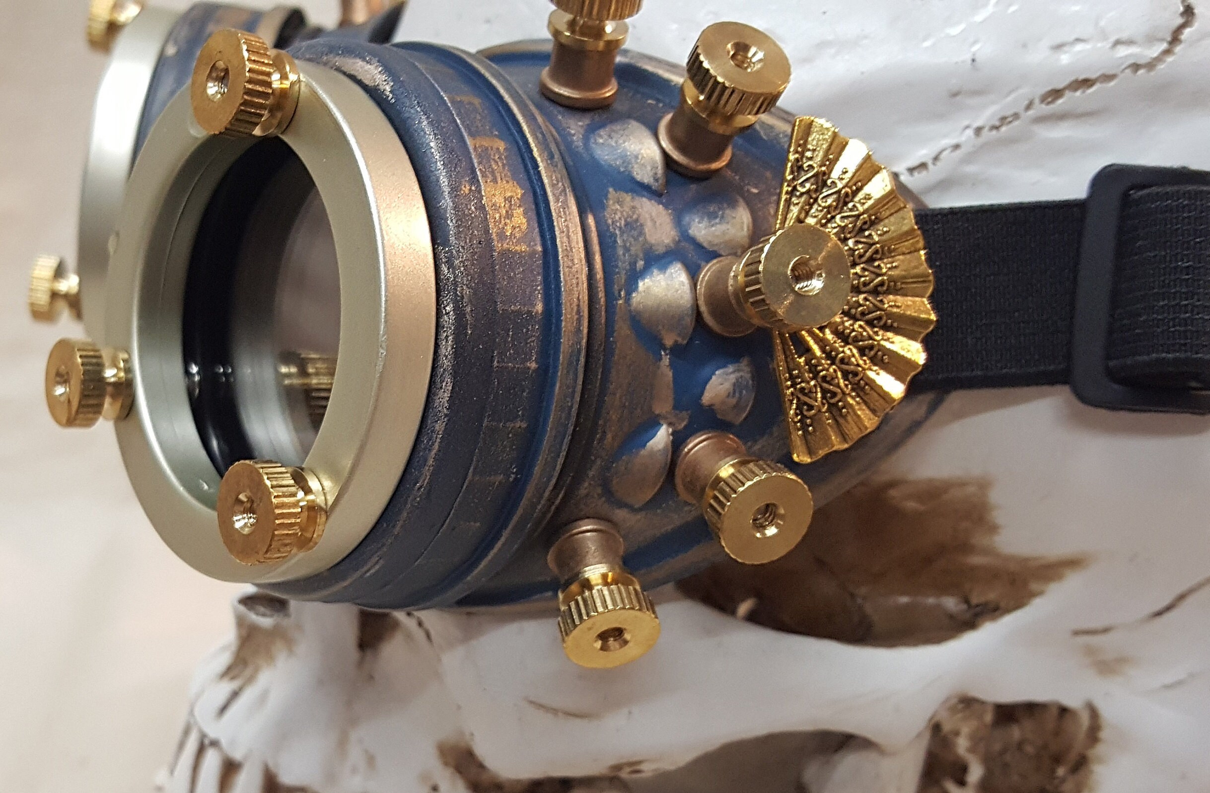 Blue Steampunk Engineer Goggles With Filigree
