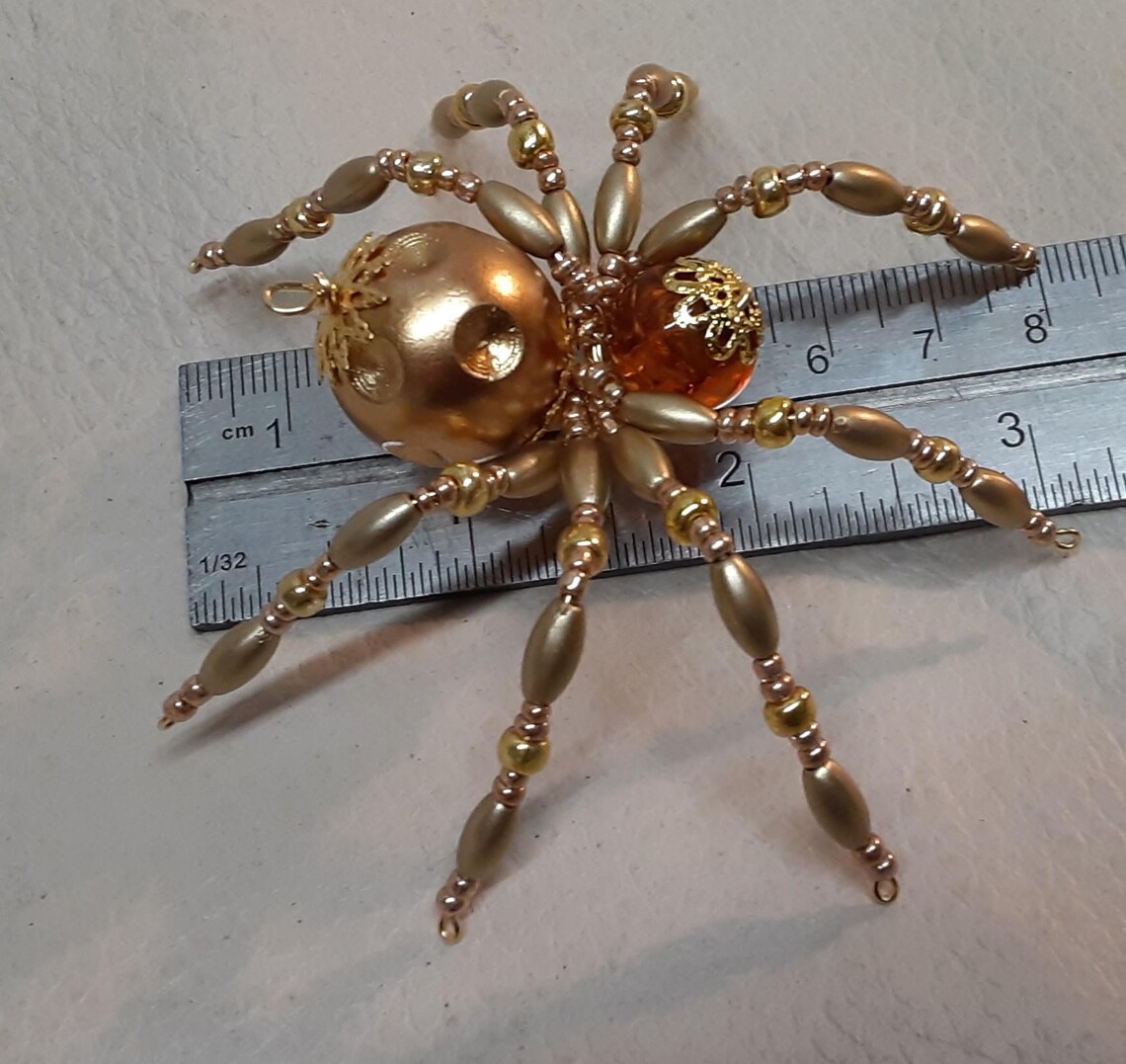 Steampunk Beaded Gold Dimpled Spider - Etsy