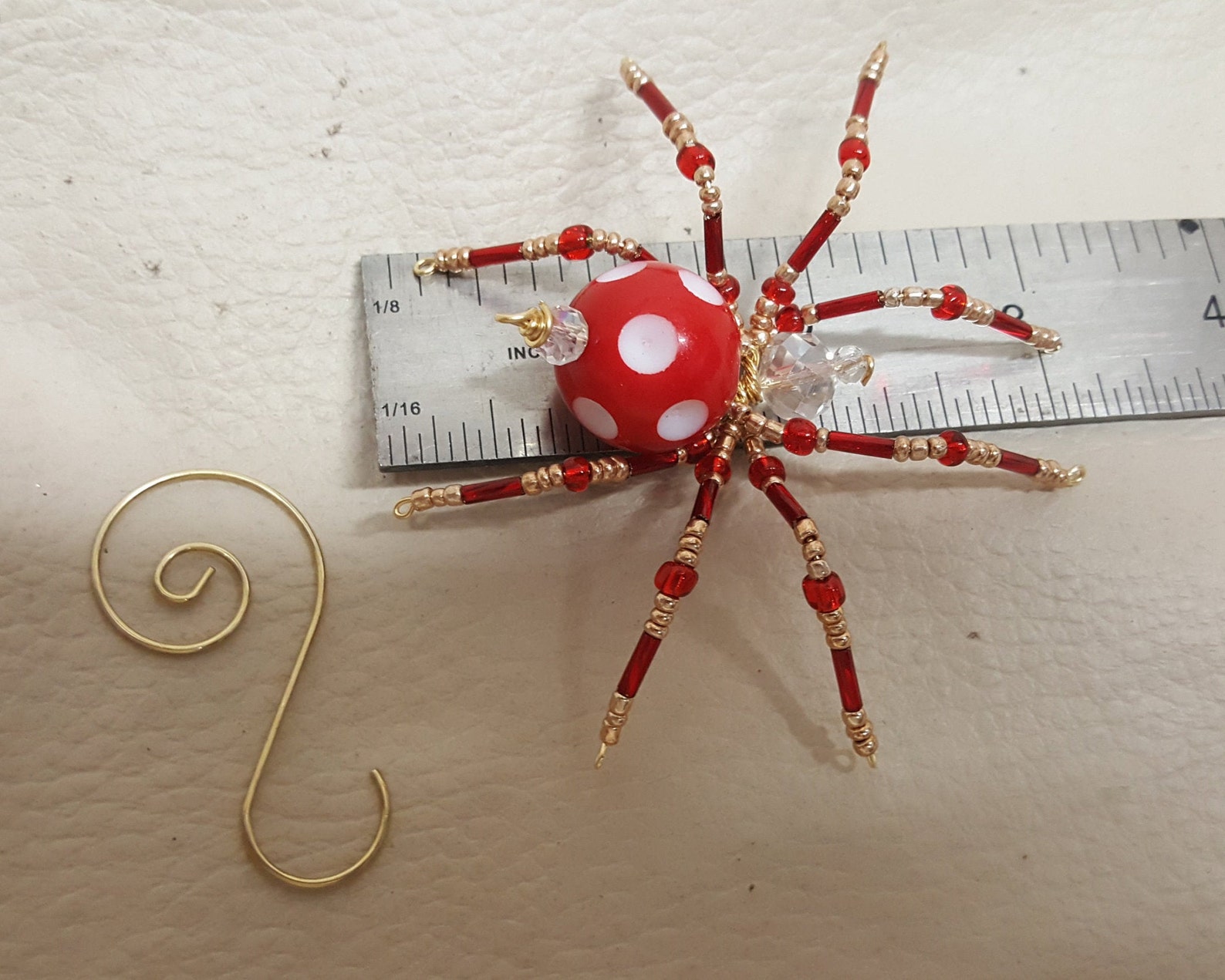 Steampunk Beaded Red/white Dimpled Spider - Etsy