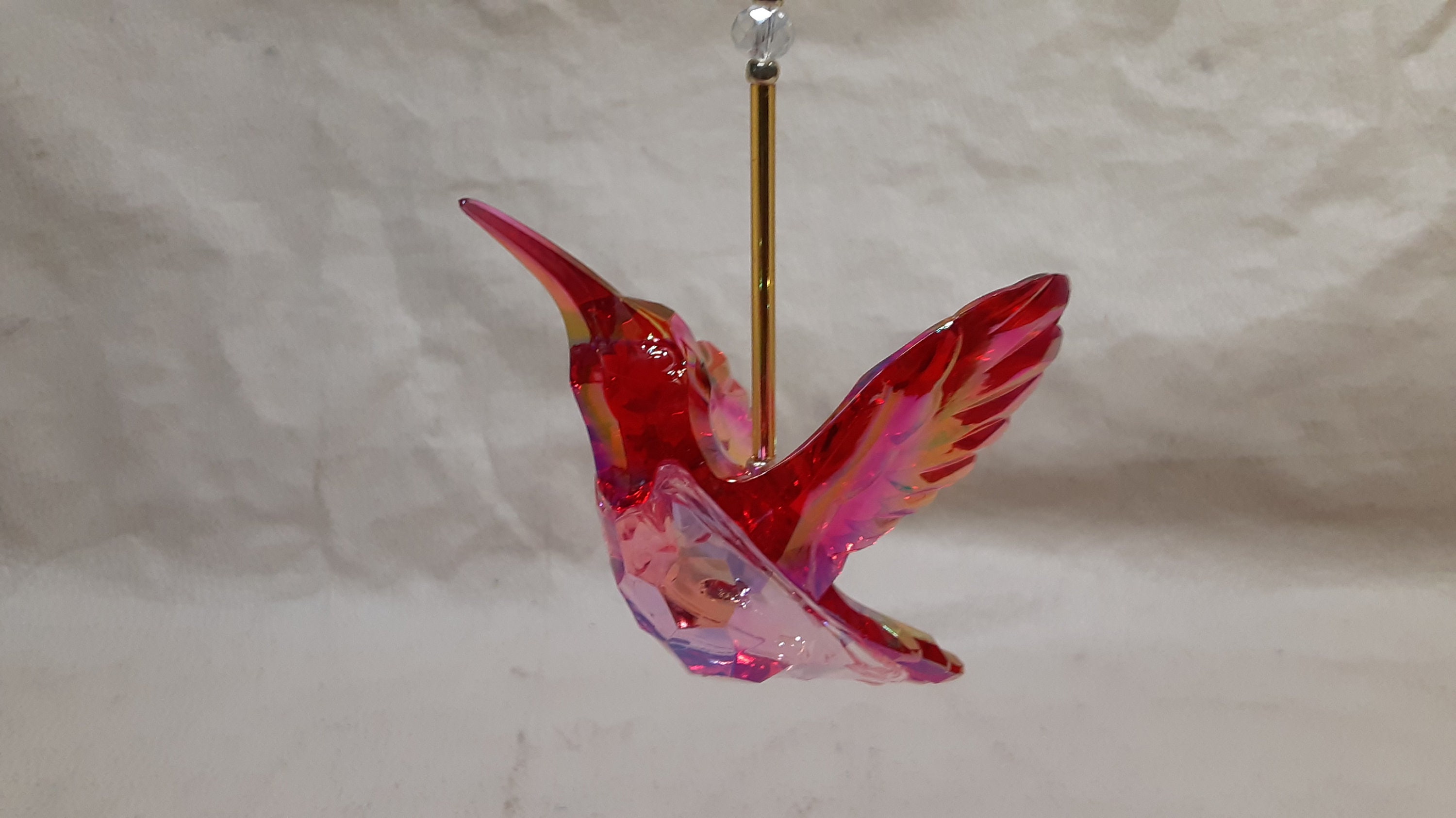 Gold Themed Crystal Hummingbird Sun Catcher in 2 Different Colors