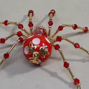 Steampunk Crystalline Beaded Red/white Dimpled Spider - Etsy