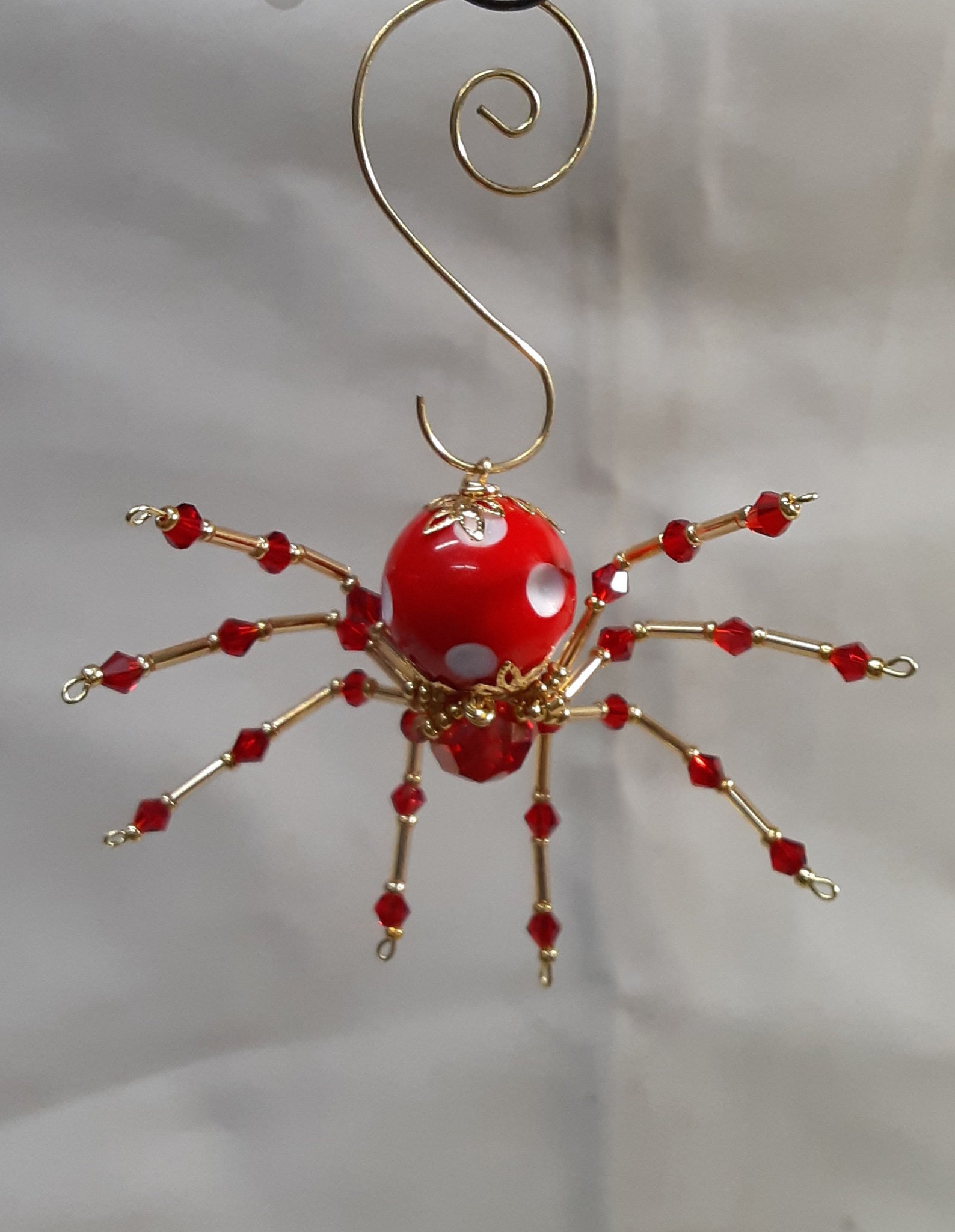 Steampunk Crystalline Beaded Red/white Dimpled Spider - Etsy