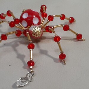 Steampunk Beaded Red/white Dimpled Dew Drop Spider - Etsy
