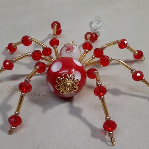 Steampunk Beaded Red/white Dimpled Dew Drop Spider - Etsy