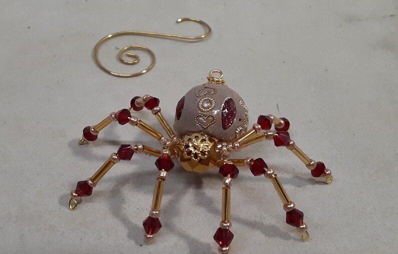 Christmas Ceramic Bead/ Caramel Spider W/ Red Glass Faceted - Etsy