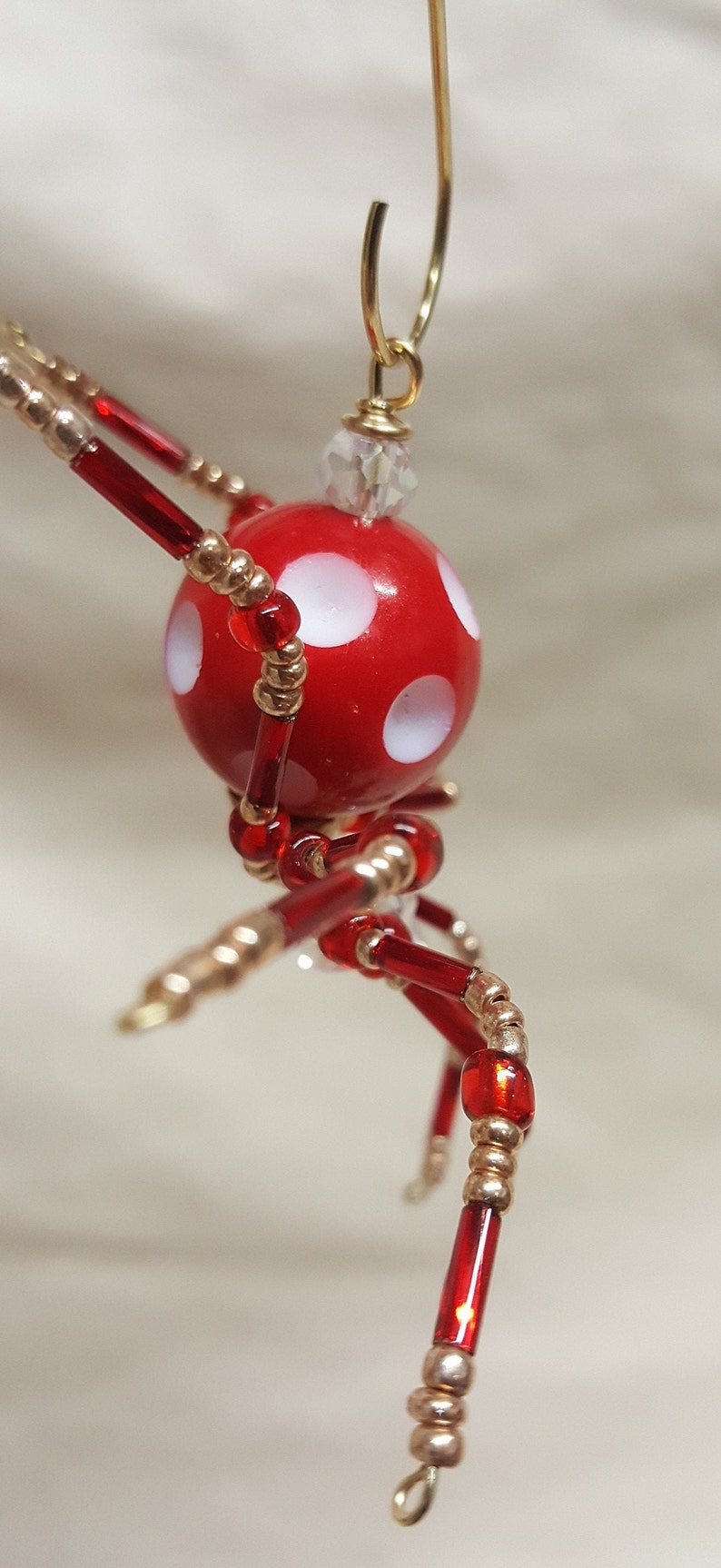 Steampunk Beaded Red/white Dimpled Spider - Etsy