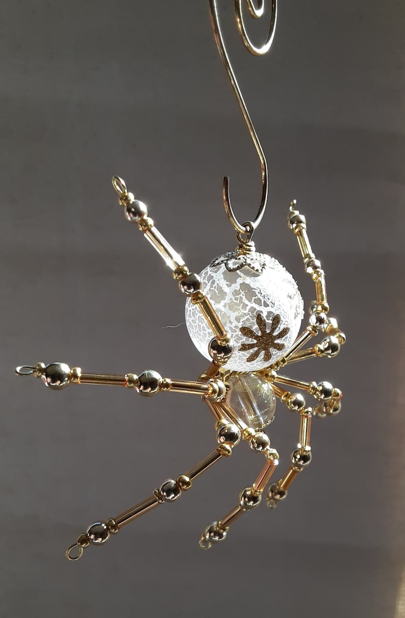 Gold Themed Christmas Frosted Crystalline Snowflake Spider | Etsy