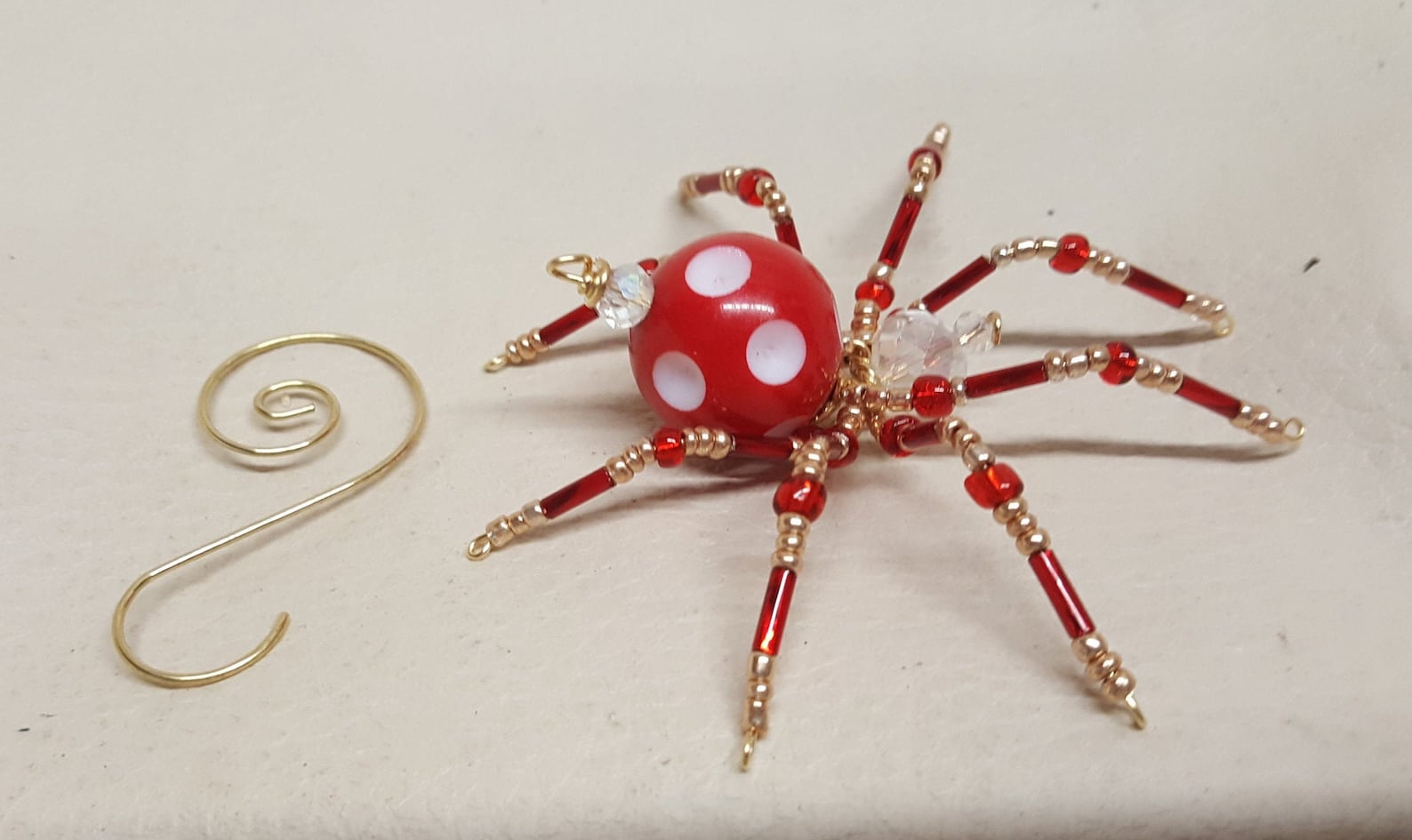 Steampunk Beaded Red/white Dimpled Spider - Etsy