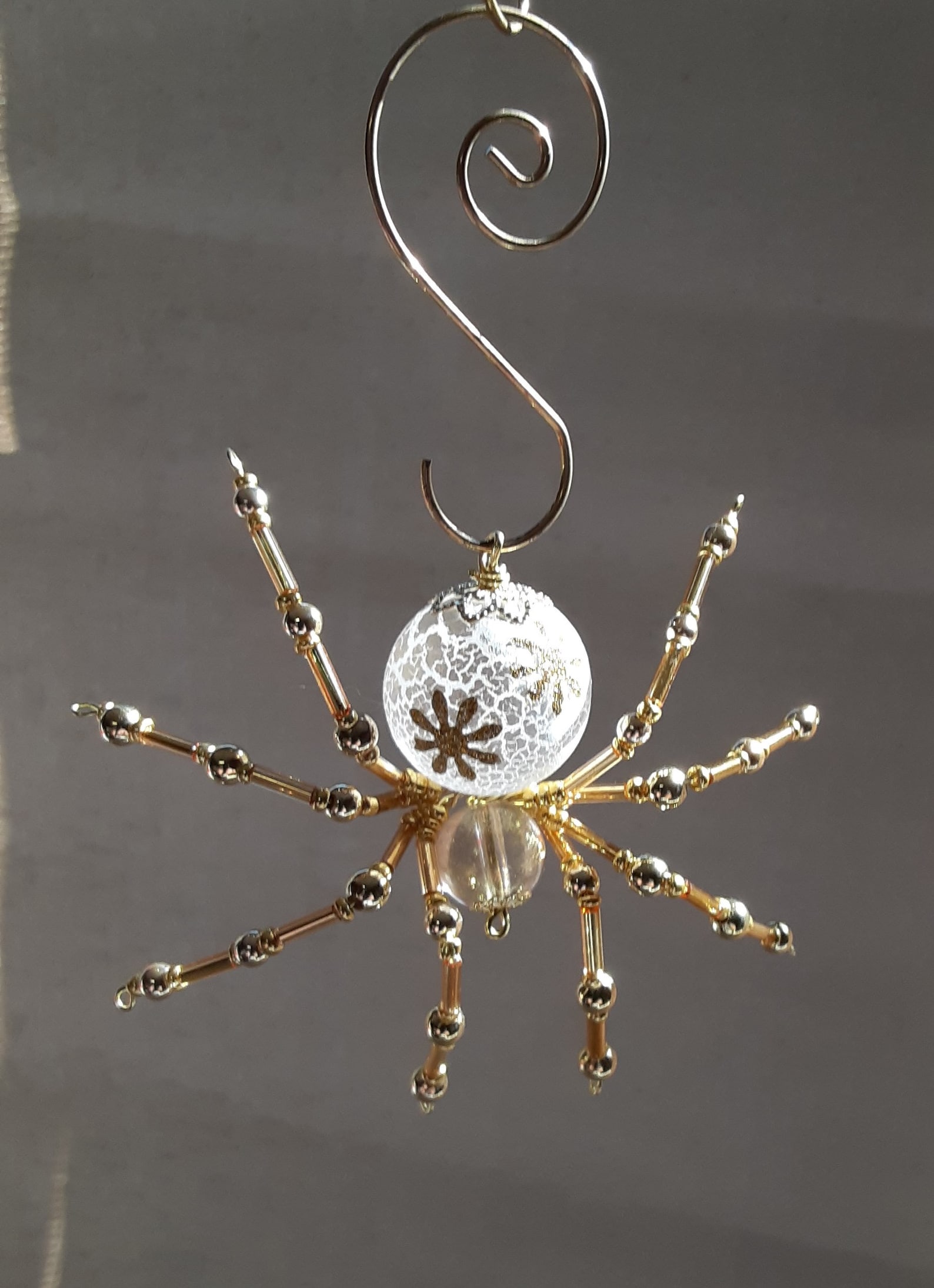 Gold Themed Christmas Frosted Crystalline Snowflake Spider - Etsy