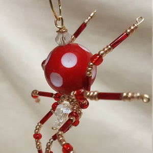 Steampunk Beaded Red/white Dimpled Spider - Etsy