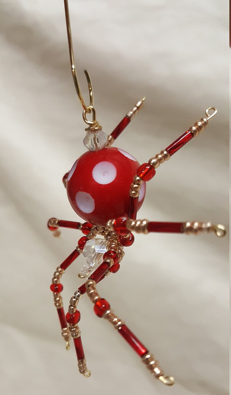 Steampunk Beaded Red/white Dimpled Spider - Etsy