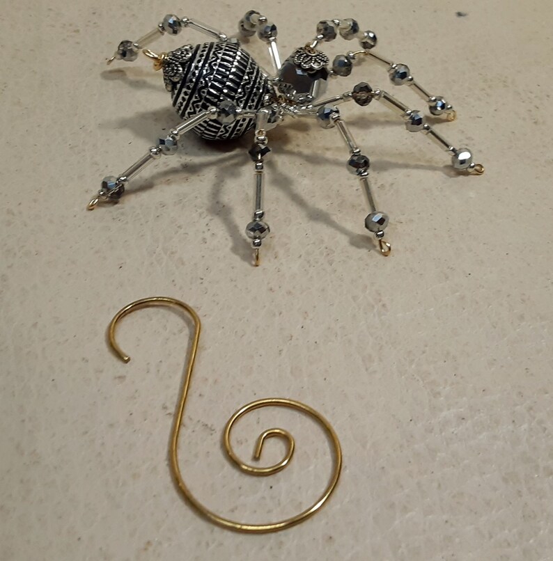 Christmas Silver and Black Beaded Spider - Etsy