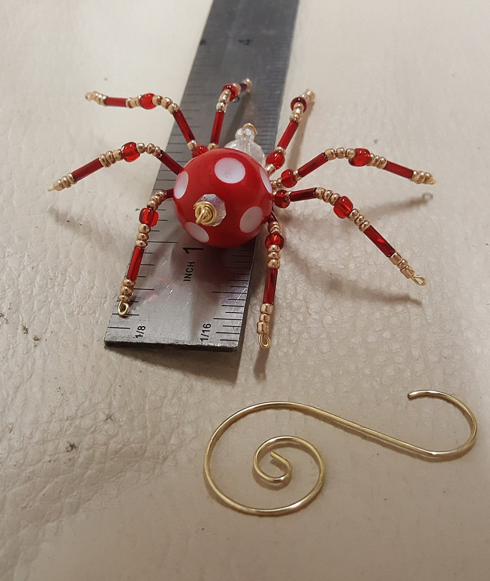 Steampunk Beaded Red/white Dimpled Spider - Etsy