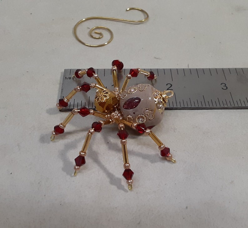 Christmas Ceramic Bead/ Caramel Spider W/ Red Glass Faceted - Etsy