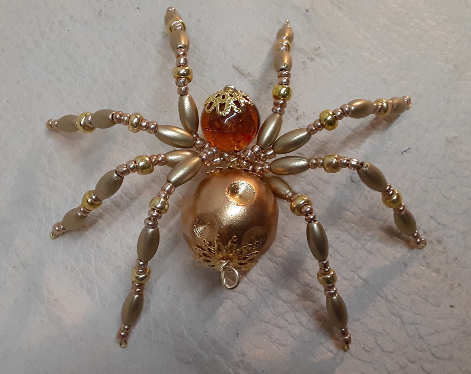 Metallic Steampunk Crystalline Dimpled Beaded Golden Spider - Etsy