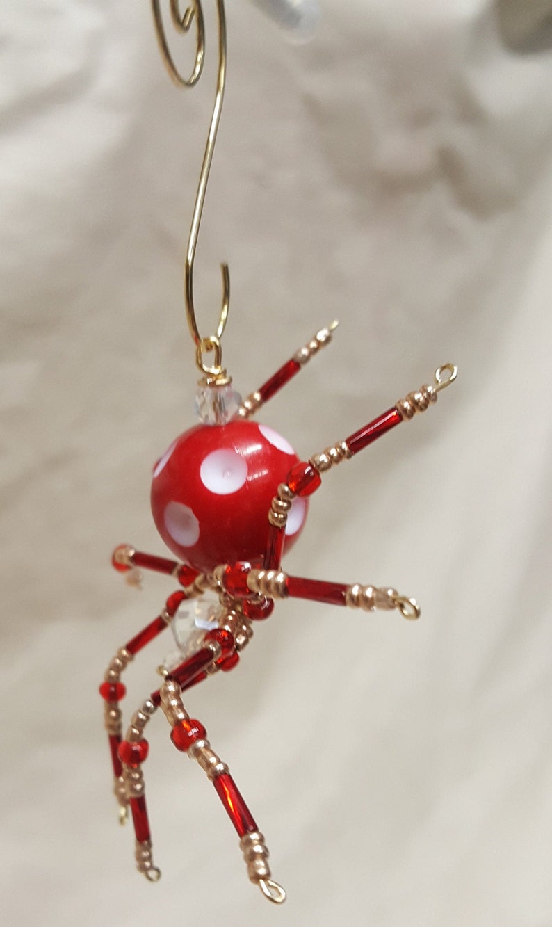 Steampunk Beaded Red/white Dimpled Spider - Etsy
