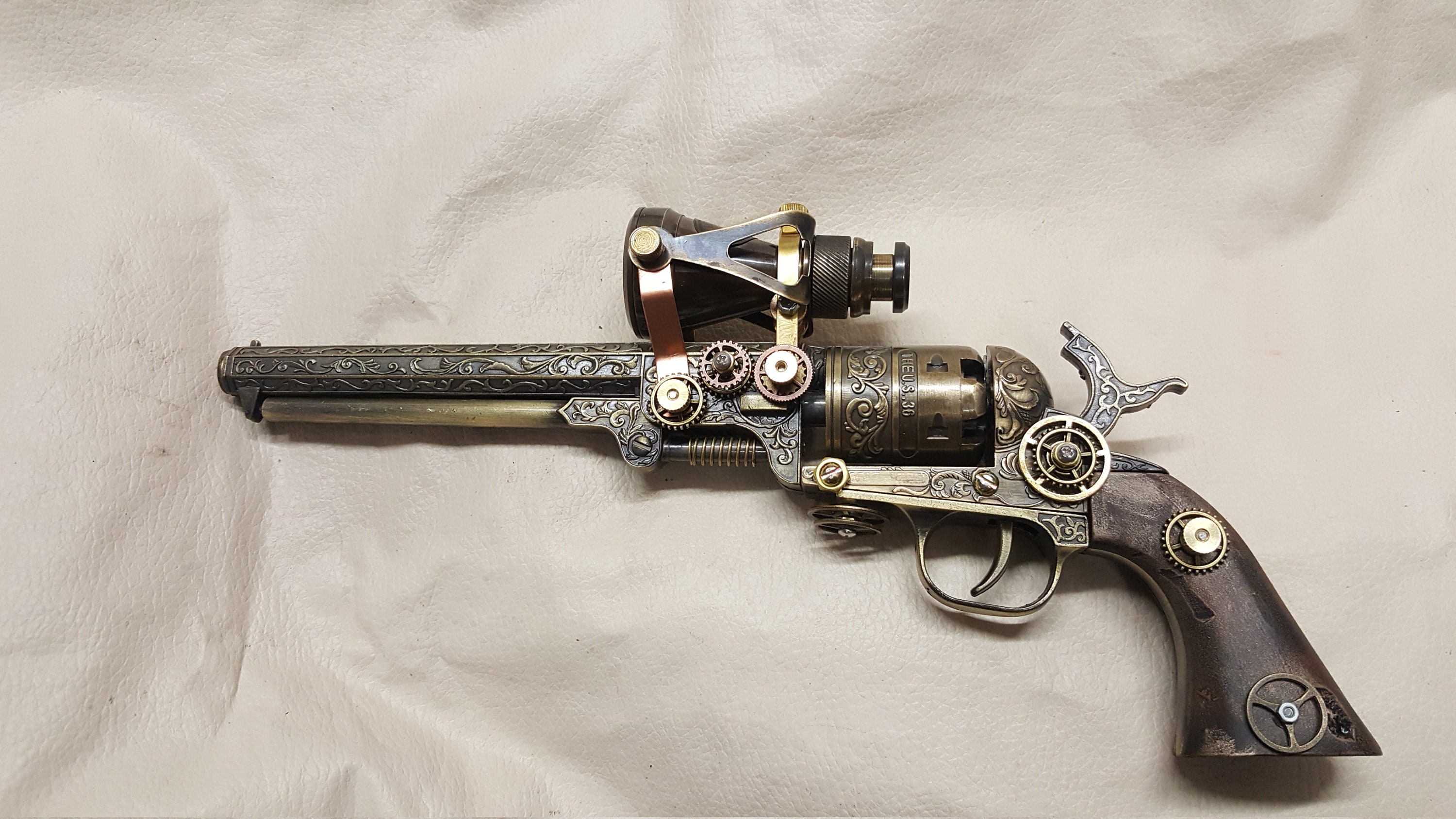Steampunk 1851 Colt Navy Revolver W/Scope #3