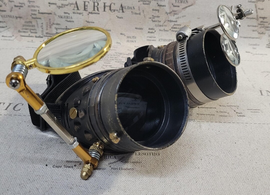 Aged Brown/german Silver Steampunk Engineer Goggles With Large ...