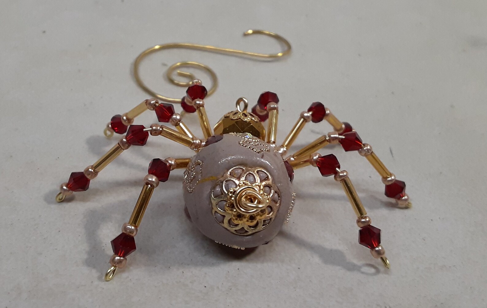 Christmas Ceramic Bead/ Caramel Spider W/ Red Glass Faceted - Etsy