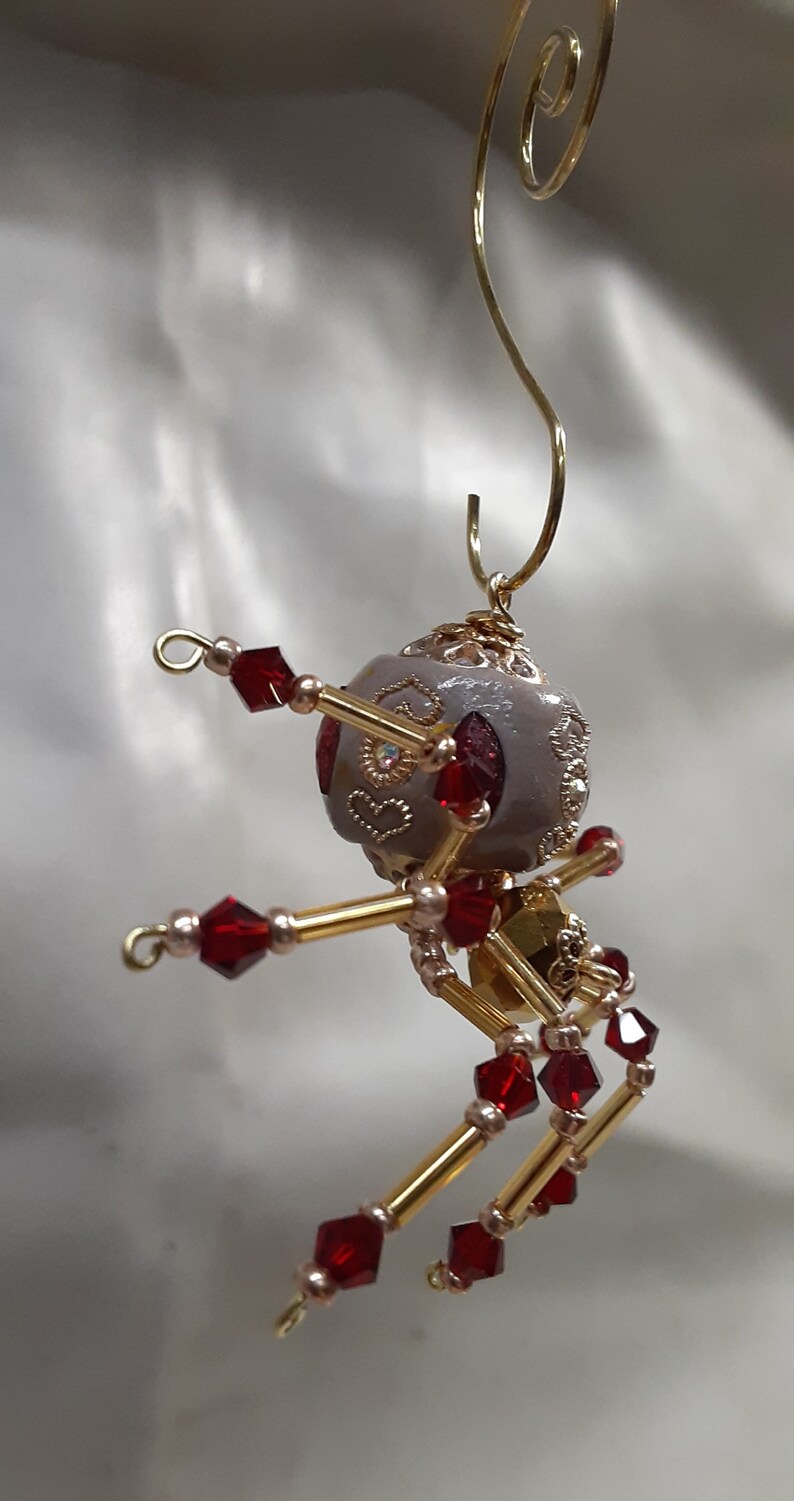 Christmas Ceramic Bead/ Caramel Spider W/ Red Glass Faceted - Etsy