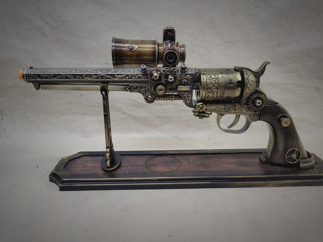 Steampunk 1851 Colt Navy Aether Revolver Non Firing Replica W/scope 2 ...