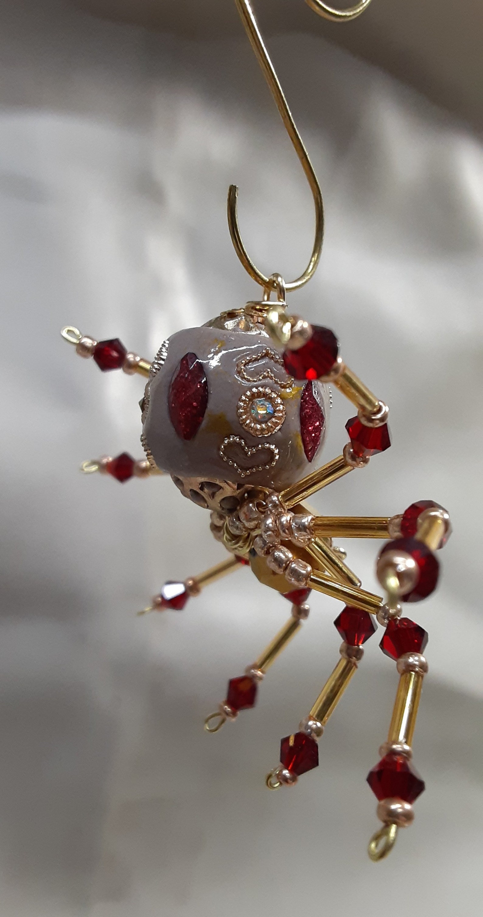 Christmas Ceramic Bead/ Caramel Spider W/ Red Glass Faceted - Etsy