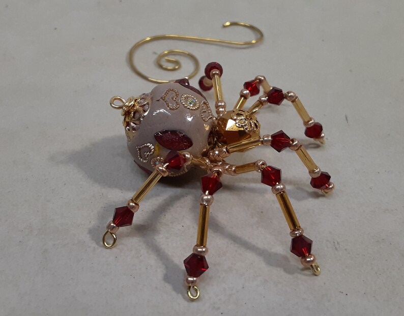 Christmas Ceramic Bead/ Caramel Spider W/ Red Glass Faceted - Etsy