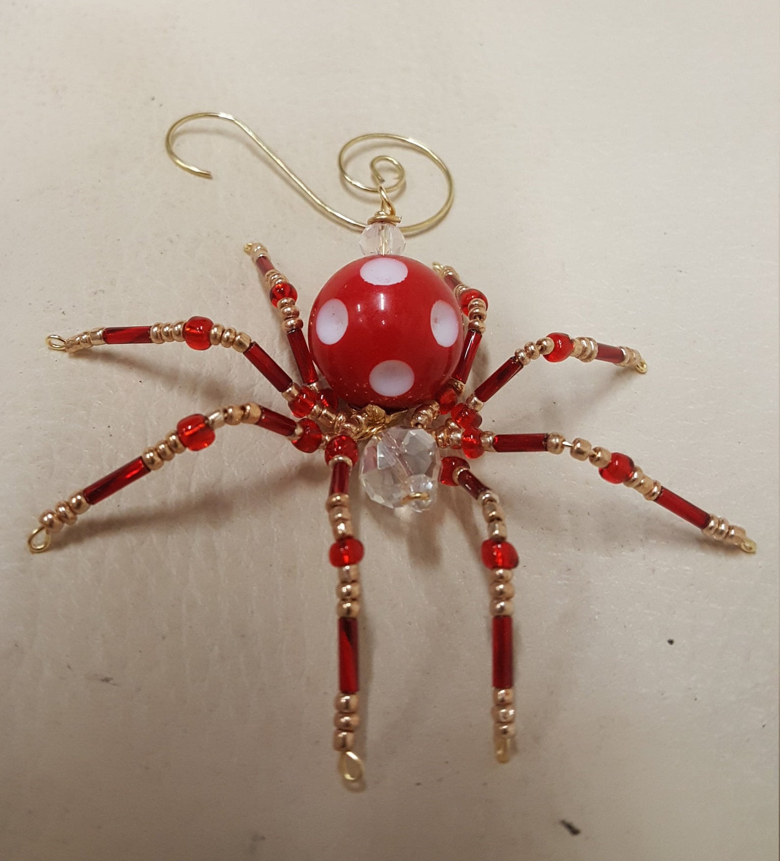 Steampunk Beaded Red/white Dimpled Spider - Etsy