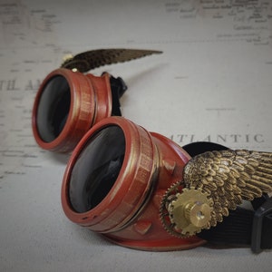 Steampunk Winged Red and Gold Valkyrie Goggles - Etsy