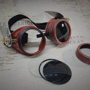 Steampunk Winged Red and Silver Valkyrie Goggles - Etsy