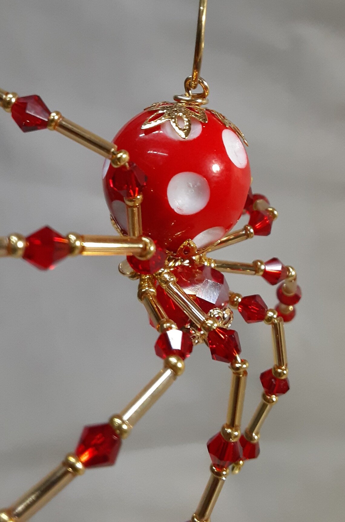 Steampunk Crystalline Beaded Red/white Dimpled Spider - Etsy