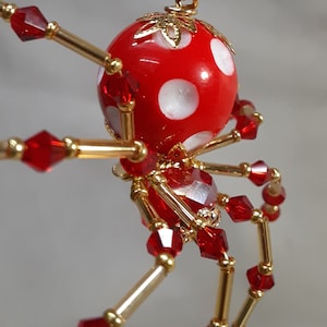 Steampunk Crystalline Beaded Red/white Dimpled Spider - Etsy