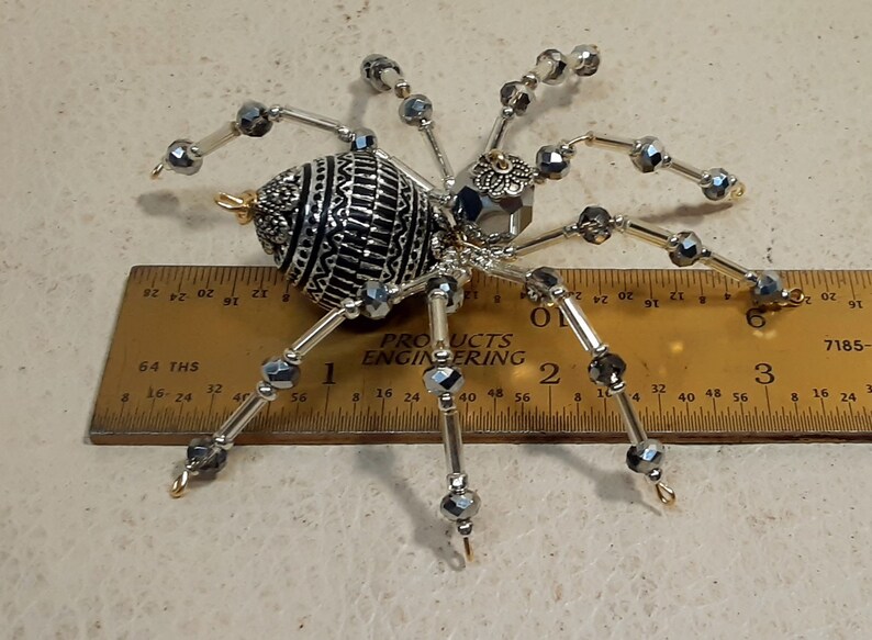 Christmas Silver and Black Beaded Spider - Etsy