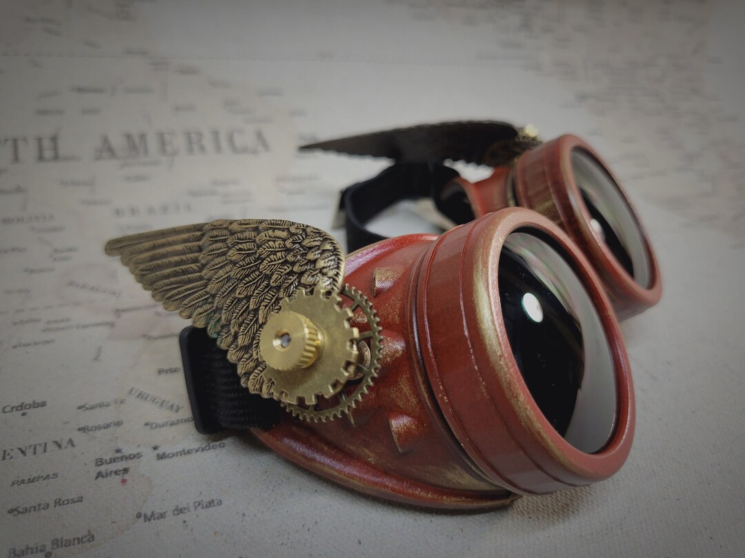 Steampunk Winged Red and Gold Valkyrie Goggles - Etsy