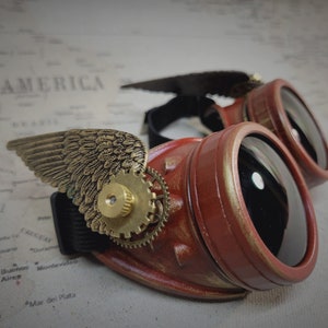 Steampunk Winged Red and Gold Valkyrie Goggles - Etsy