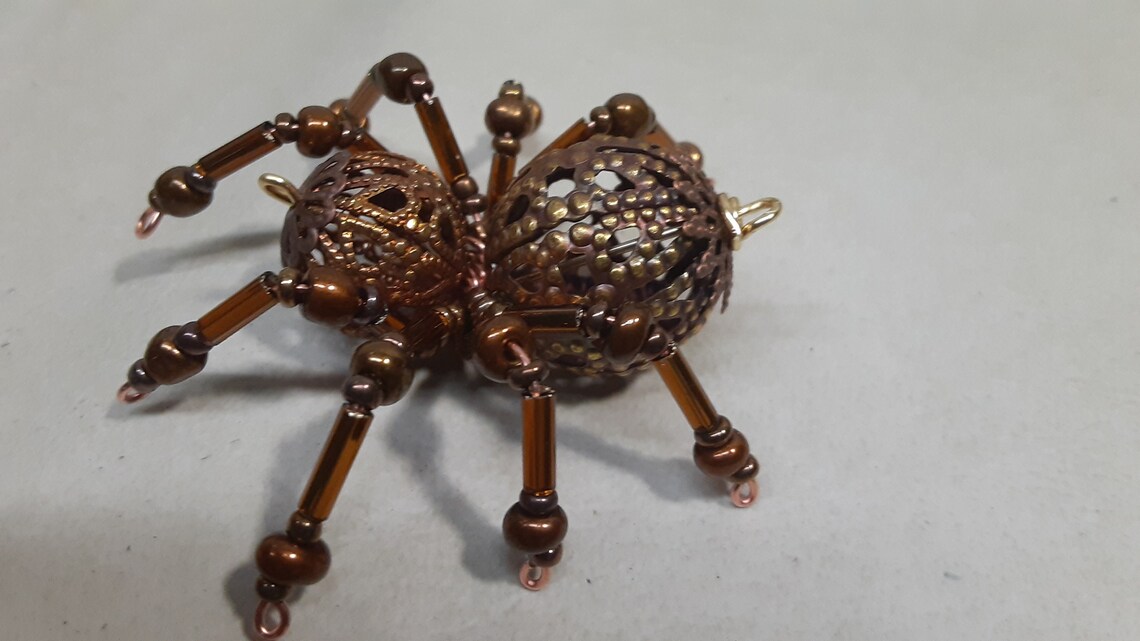 Small Steampunk Metal Beaded Spider | Etsy