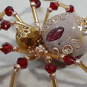 Christmas Ceramic Bead/ Caramel Spider W/ Red Glass Faceted Leg Beads ...