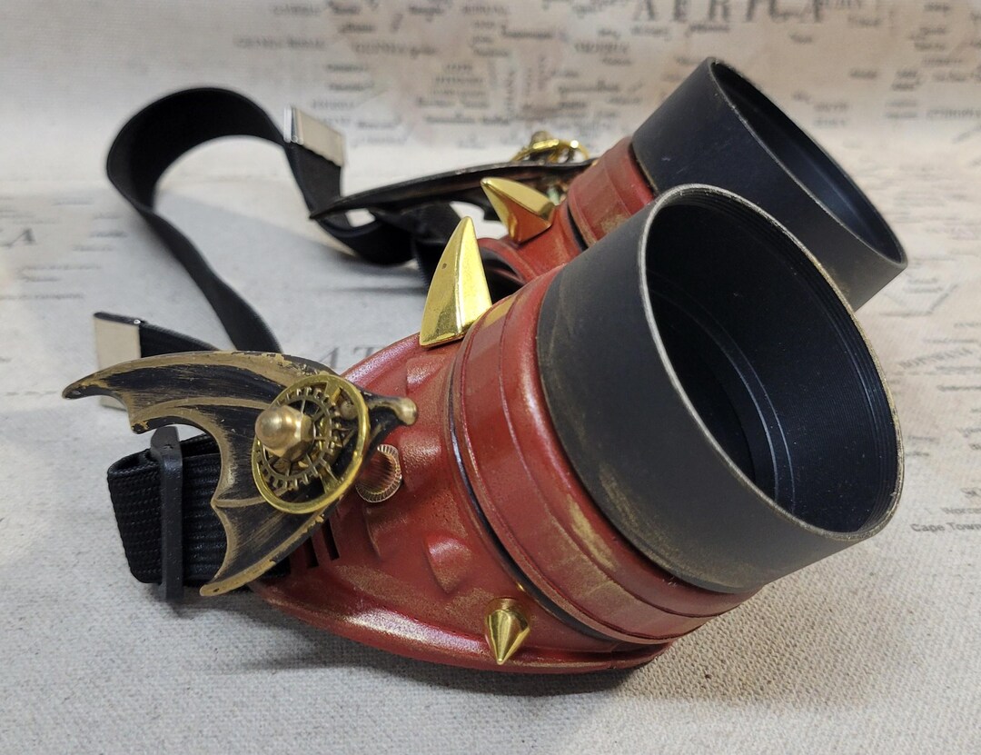 Aged Red/gold Steampunk Style Dragon Wing Goggles - Etsy