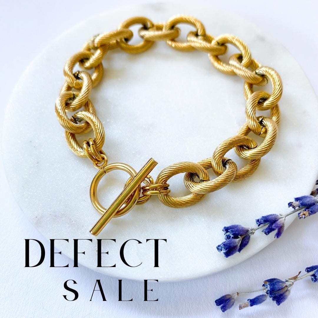 DEFECT SALE 16cm Wrist Chunky Gold Bracelet Statement Tarnish Free ...