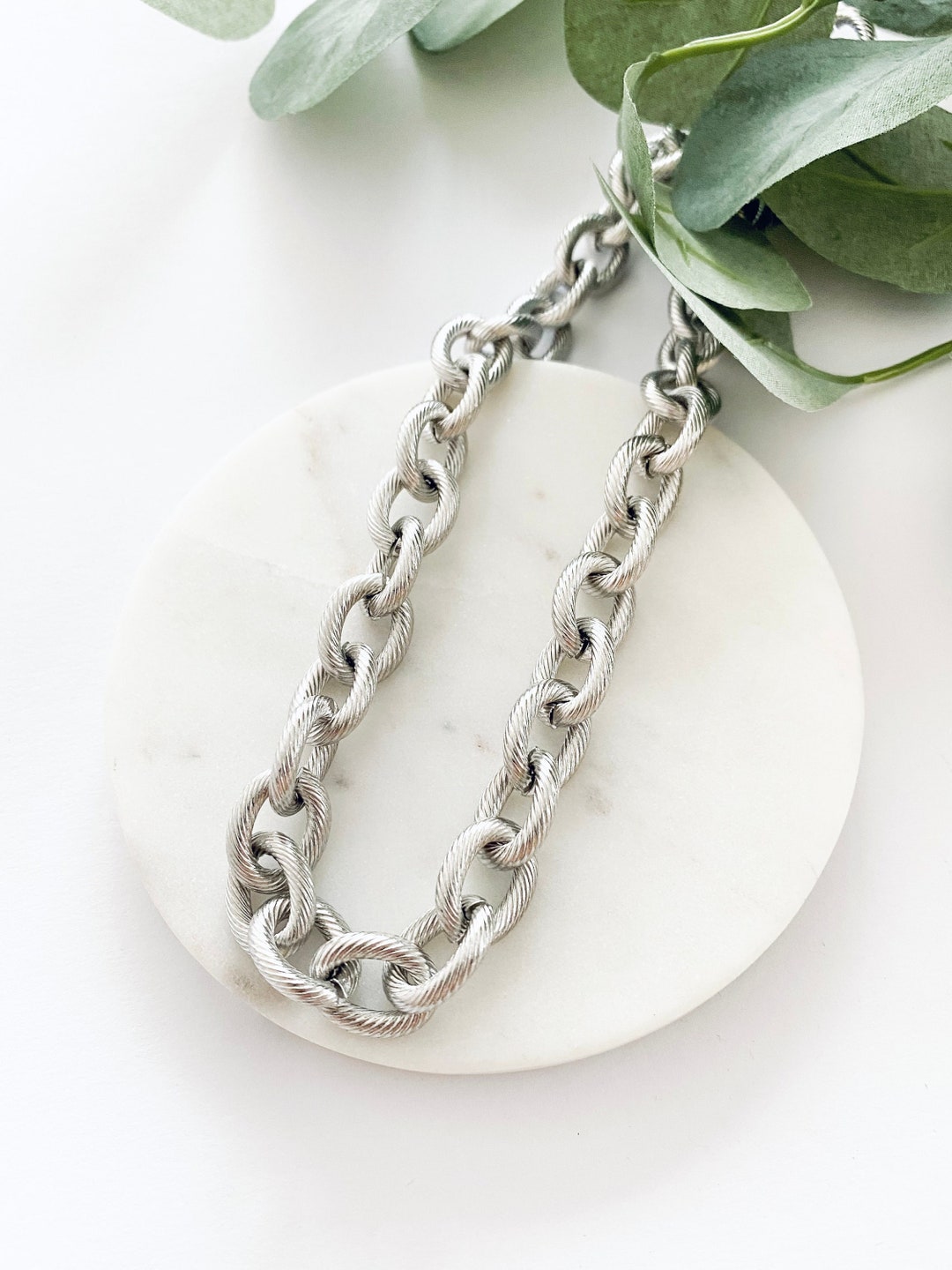 Chunky Chain Necklace Silver, Heavy Large Link Necklace, Tarnish Free ...