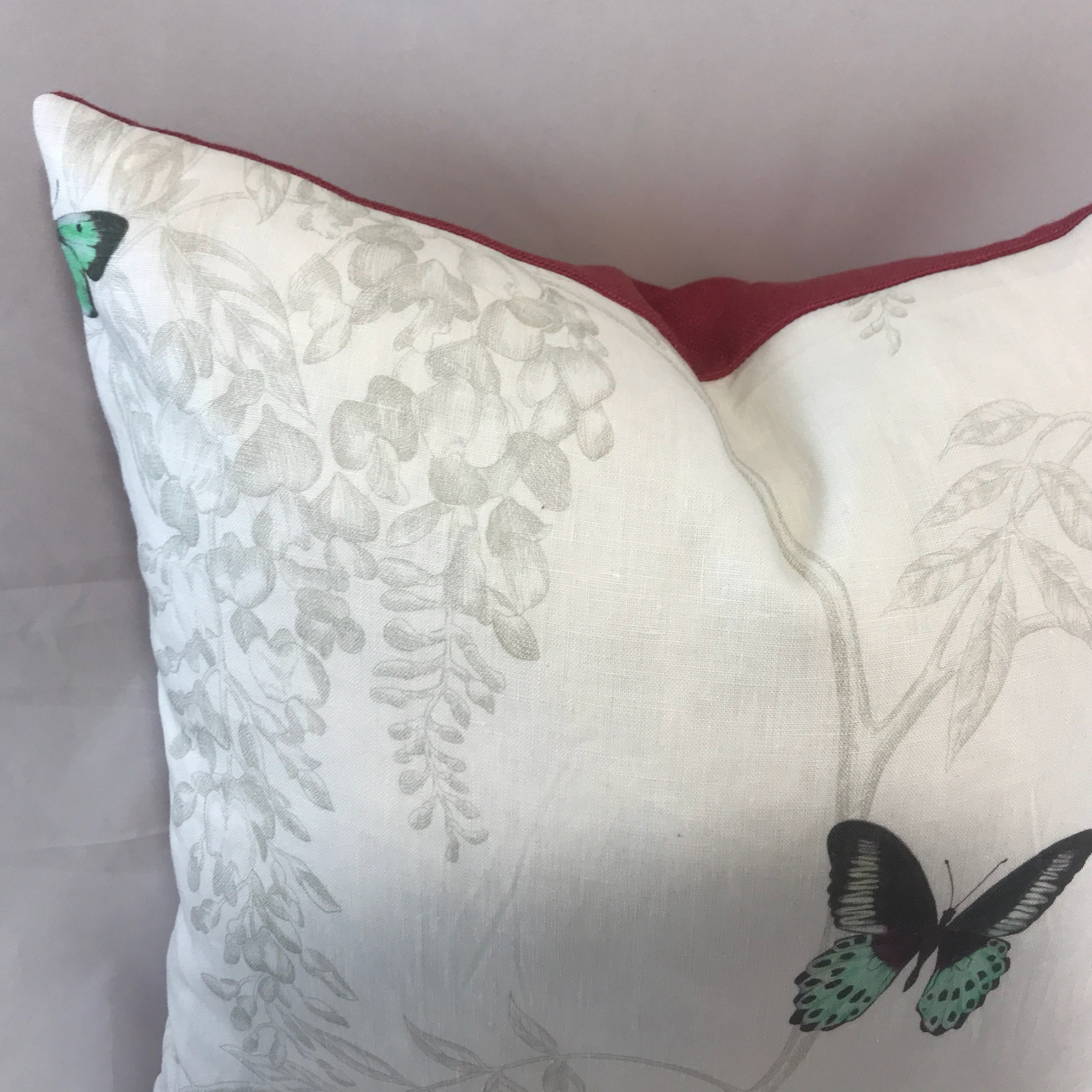 Sanderson Linen Cushion. Wisteria and Butterfly Print on Front - Etsy