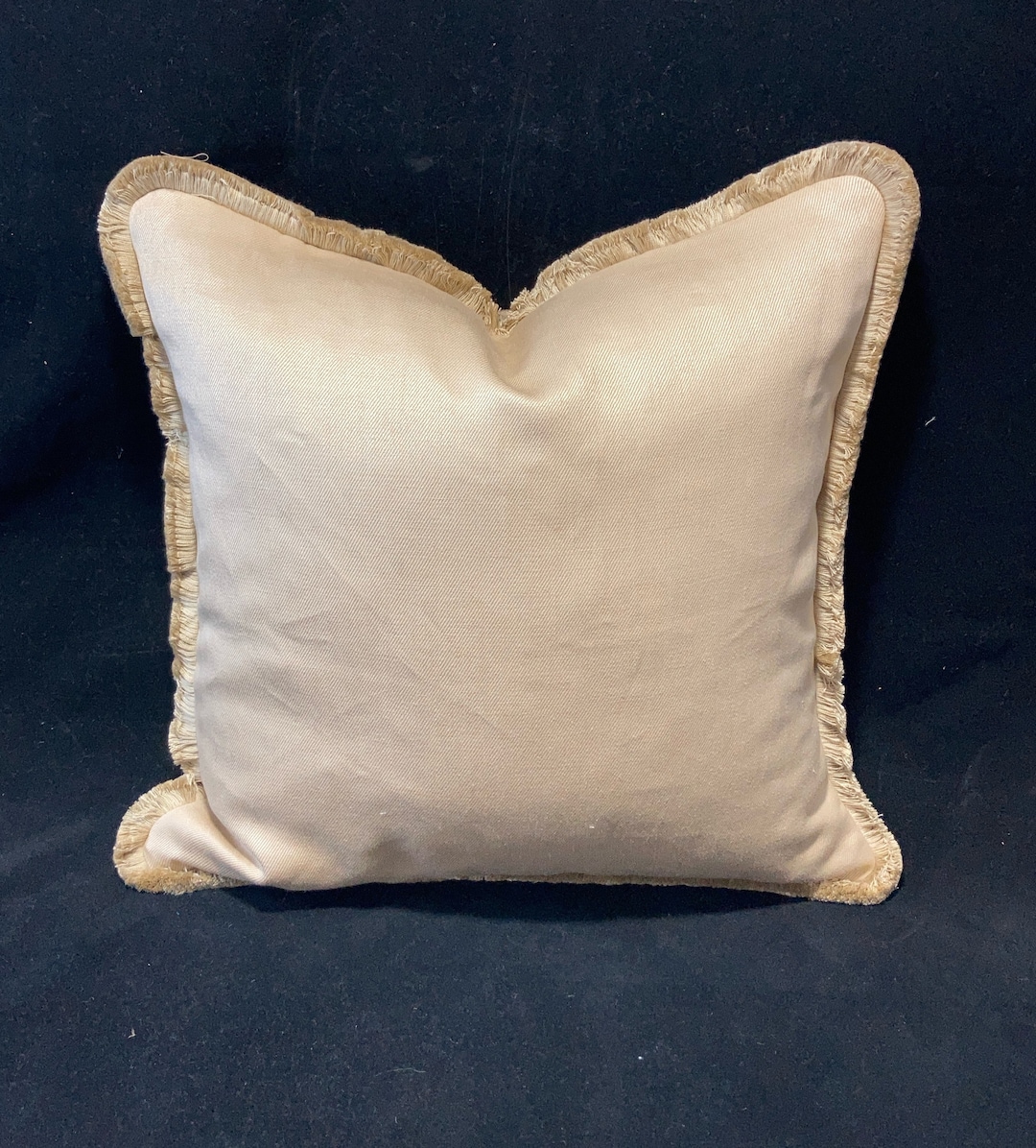 Sand Colour Natural Pure Linen Twill Cushion Covers With Cut Fringe ...