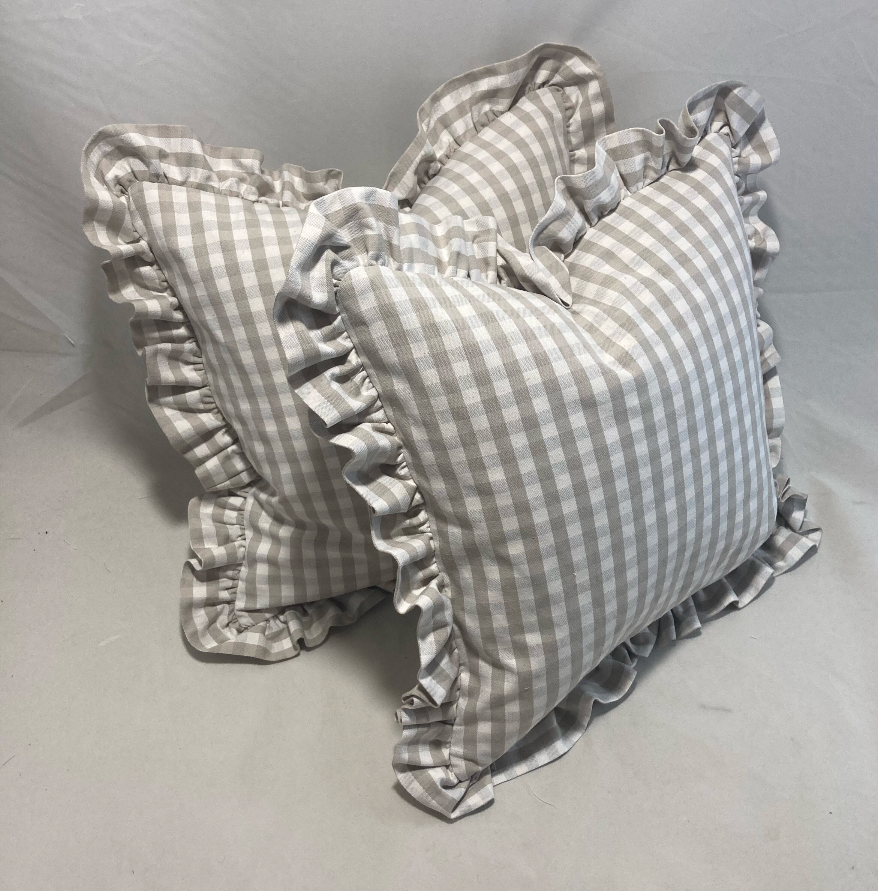 Hampton Style Check Gingham Cushions in the Oatmeal Hues With - Etsy