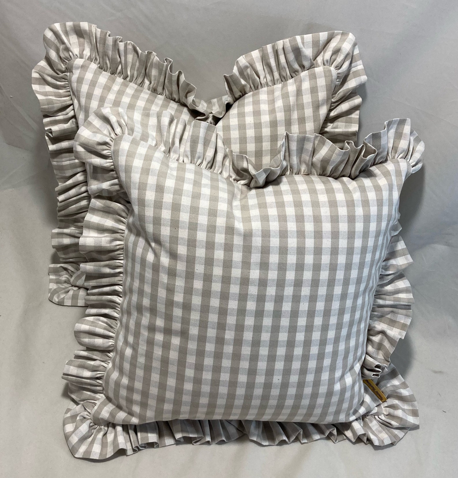 Hampton Style Check Gingham Cushions in the Oatmeal Hues With - Etsy