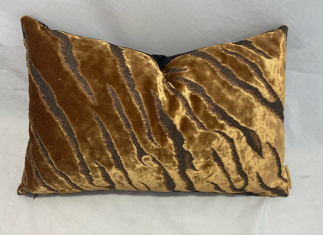 Gold and Black Tiger Skin Motif Poly-velvet Cushions From the Royal ...