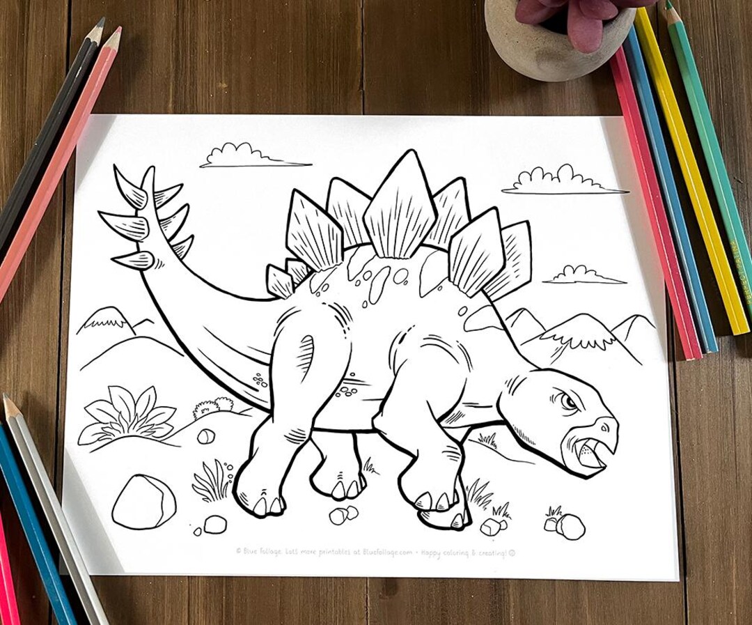 Dinosaur Stegosaurus Coloring Page! Downloadable PDF File! - Etsy